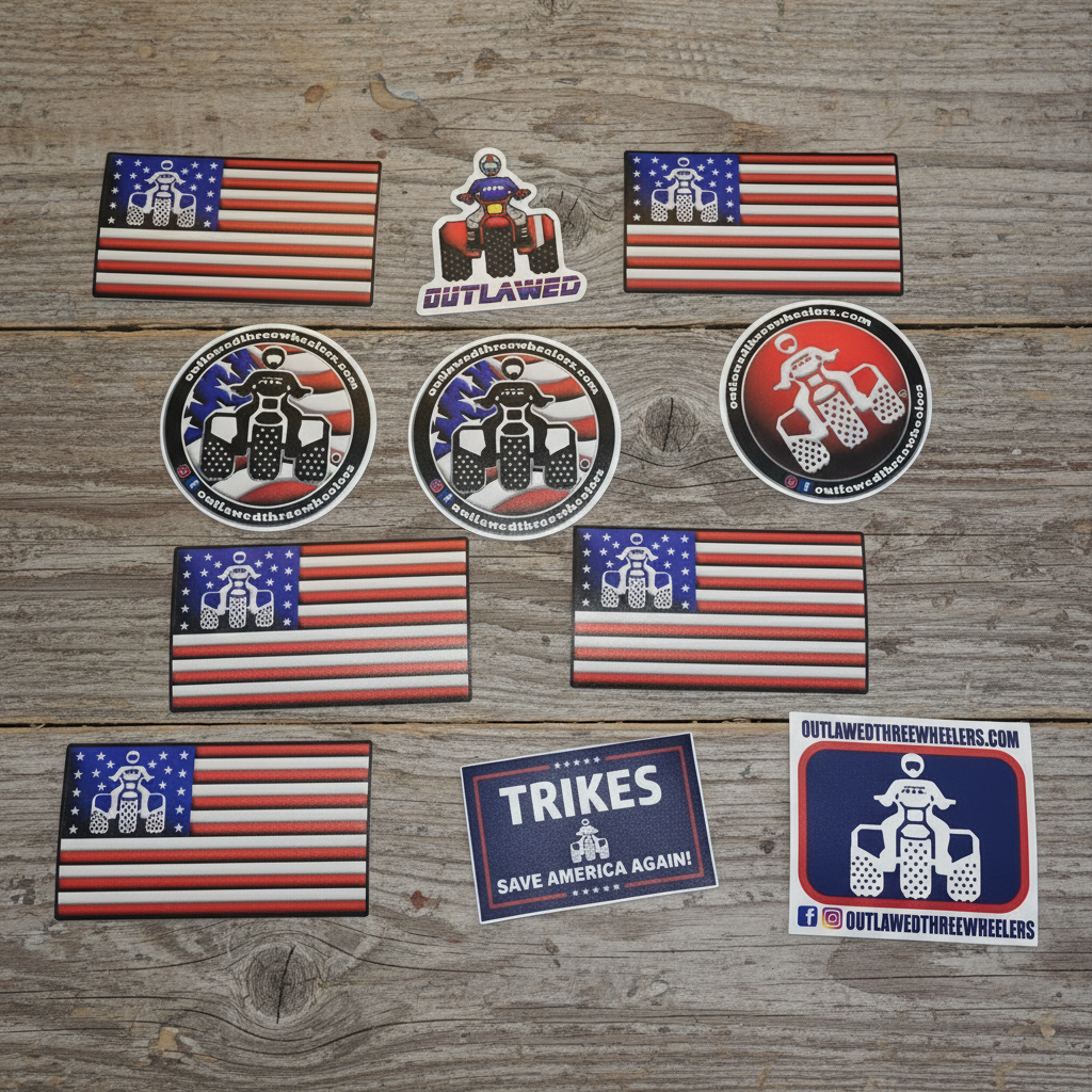 ATC® Outlawed U.S. Flag Three Wheeler Sticker pack – Outlawed ...